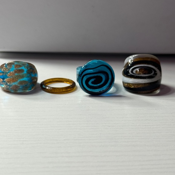 Vintage | Jewelry | Lot Of Four Vintage Handblown Glass Rings | Poshmark
